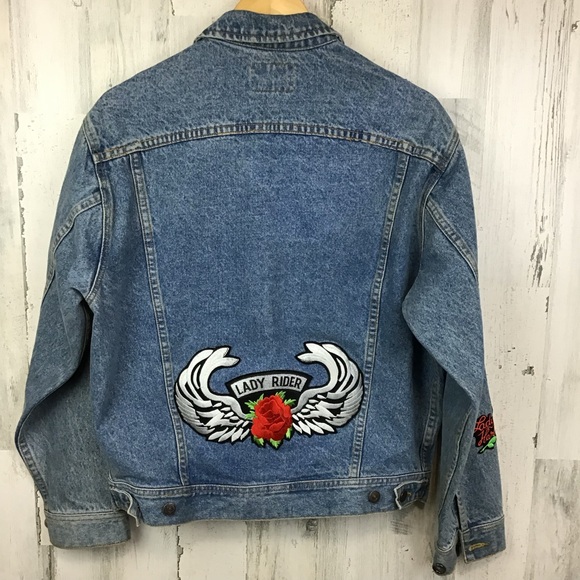 Lee | Jackets & Coats | Vintage 97s Lee Denim Jacket Chevron Harley ...